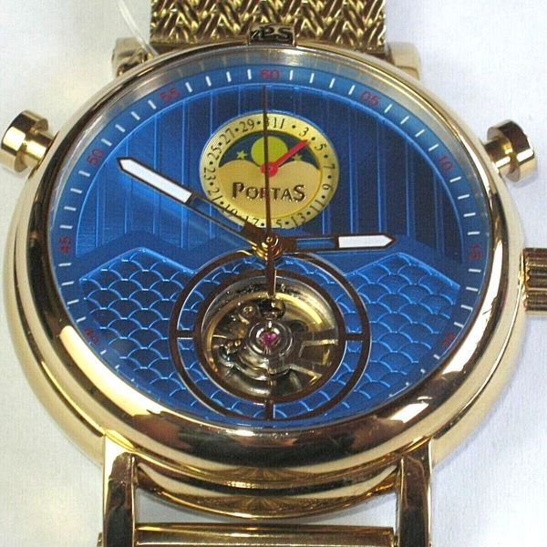 PortaS Automatikuhr,echte Mondphase,vergoldet,(Artikel Nr.0472 ...