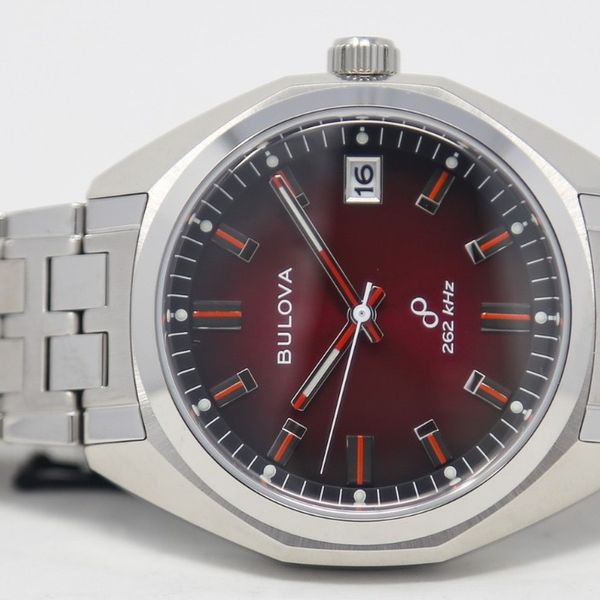 Bulova Jet Star Classic Red Dial Stainless Steel Quartz Mens Watch ...