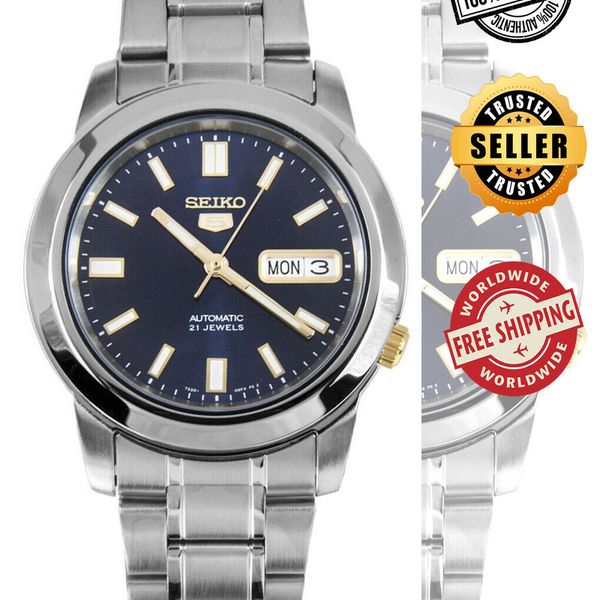 Seiko 5 Automatic SNKK11 SNKK11K1 Men Day Date Blue Dial Watch Free ...