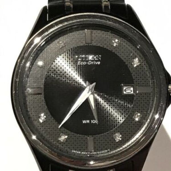 Citizen Eco Drive Mens Watch Black & Silver WR100 Date Dial ...