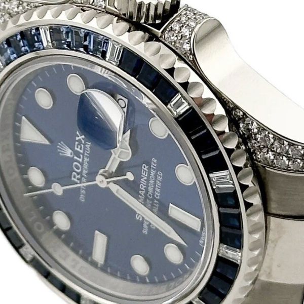 Rolex Submariner 18K White Gold Diamond Bezel Blue Dial â 116659SABR ...