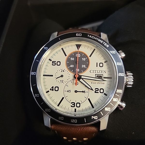 NEW Citizen Brycen CA0649-06X Chronograph Brown Leather Band Eco-Drive ...