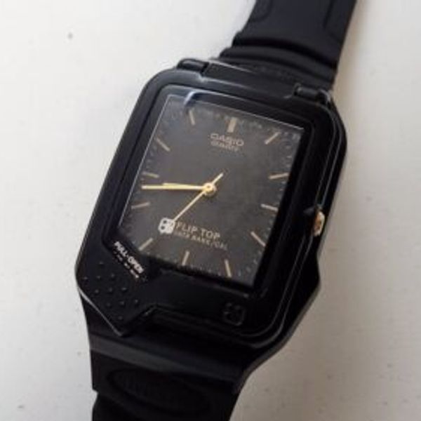 VINTAGE CASIO FLIP-TOP DATA BANK CALCULATOR WATCH FTP-30 MADE IN JAPAN ...