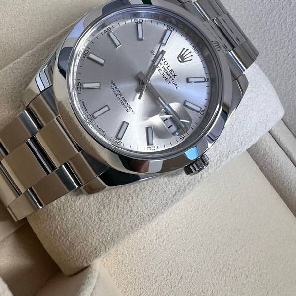 FS: Rolex 126200 DATEJUST WATCH SILVER MARKER OYSTER NIB | WatchCharts ...