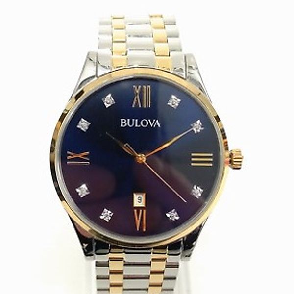 Bulova Gents 98D130 Classic Diamonds 2 Tone Stainless Steel Dress Watch ...