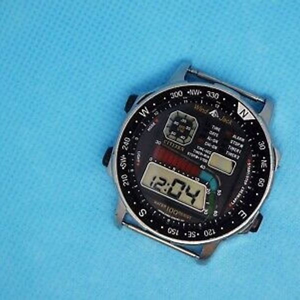RARE VINTAGE DIGITAL WATCH CITIZEN WIND JACK D060-086775 LCD LIGHT ...