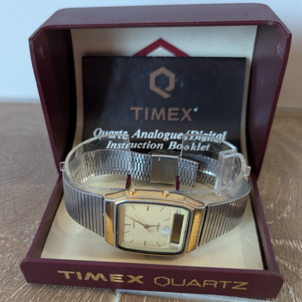 Vintage Timex Digital & Analog Alarm Chrono day date Men's Wristwatch ...