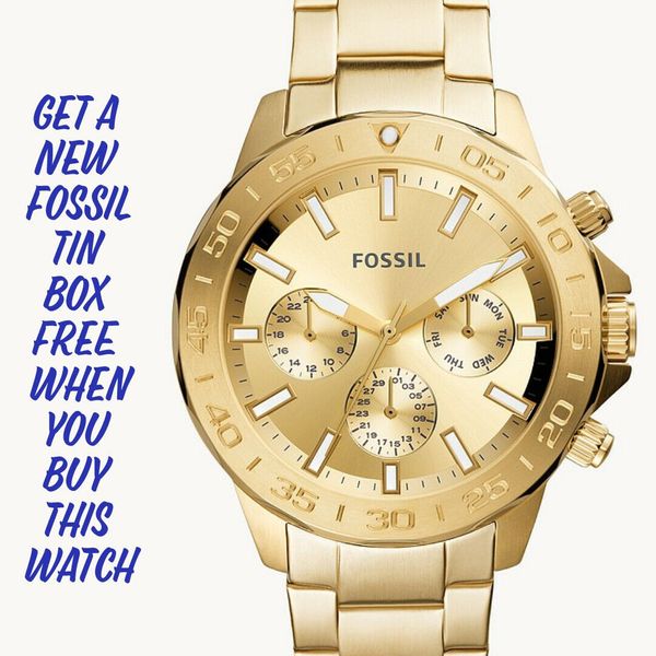 NEW FOSSIL MEN'S WATCH BANNON MULTIFUNCTION GOLD-TONE CHRONOGRAPH ...