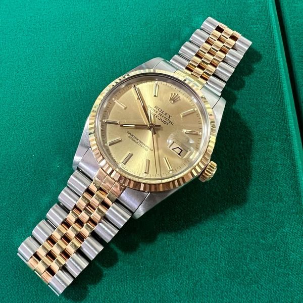 Rolex Datejust 16013 Gold Dial 18K & Steel With Box | WatchCharts ...