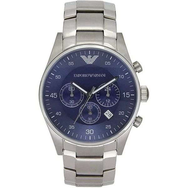 NEW EMPORIO ARMANI AR5860 STAINLESS STEEL AND BLUE DIAL MEN'S ...