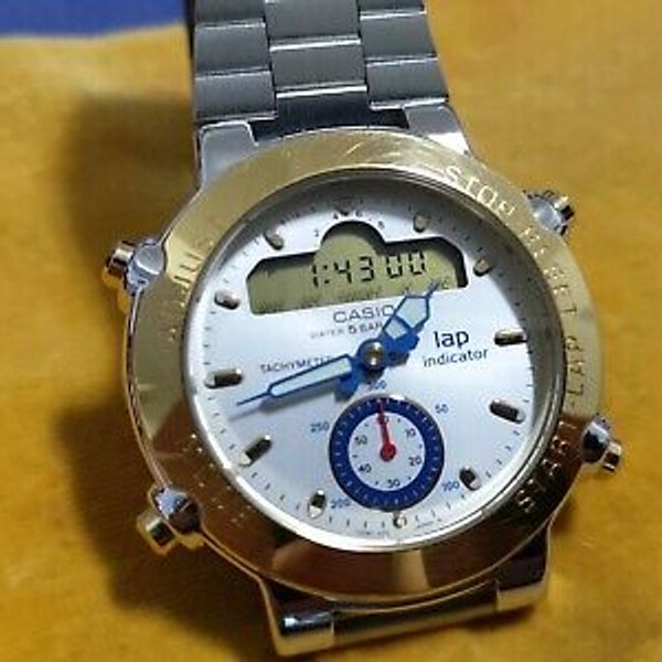 VINTAGE CASIO 1988 TACHYMETER LAP INDICATOR DIVER 50M (731) GPZ-500 NOS ...