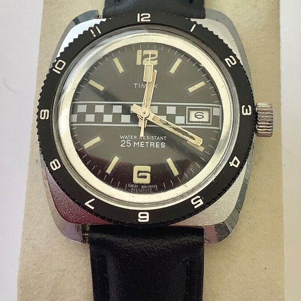 VINTAGE TIMEX MECHANICAL MARLIN RALLY,F1,DIVERS STYLE WATCH,WORKING ...