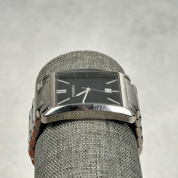 Fossil Arkitekt Watch Mens 28mm Rectangle Date Black Dial 6.75" New ...