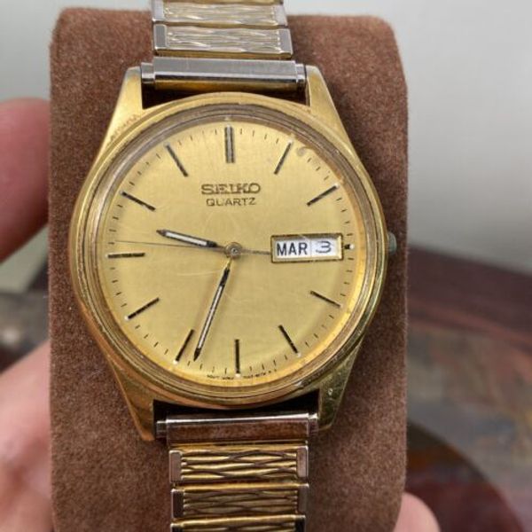 Vintage Seiko Mens Watch Quartz 7N43-8A39 Day/Date Two Tone - New Battery | WatchCharts Marketplace