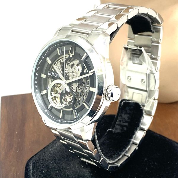 Bulova Men's Watch 96A208 Automatic Skeletonized Black Dial Stainless ...