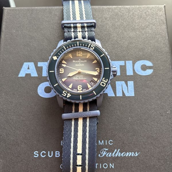 Blancpain x Swatch Scuba Fifty Fathoms Atlantic Ocean Blue Dial Watch ...