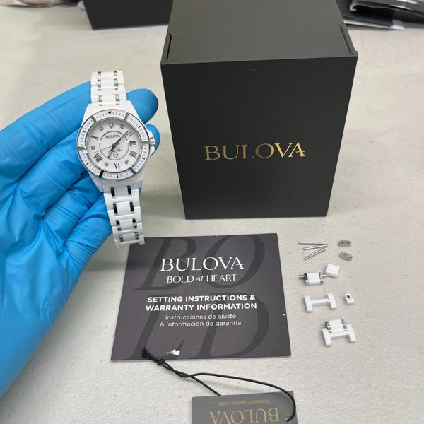 Bulova Marine Star 98P172 37mm White Ceramic Women's Watch - NEW ...