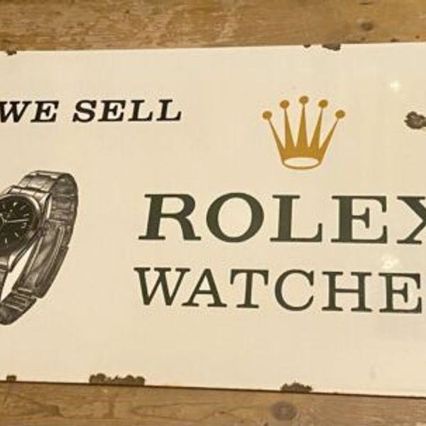 Rare Rolex Watch Dealer Shop Enamel Metal Dealership Metal Old ...