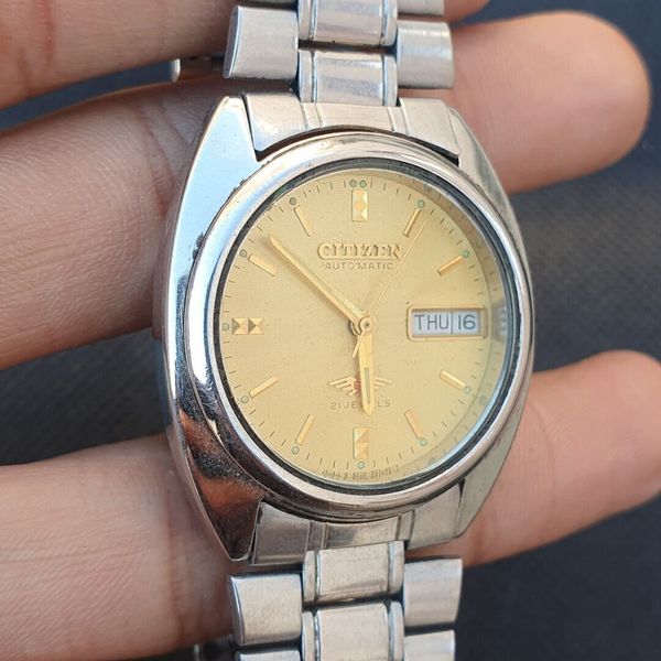 Vintage Citizen Automatic 21 Jewels Stainless Steel Golden Dial For Men's | WatchCharts Marketplace