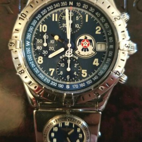 BREITLING CHRONOMAT LONGITUDE GMT THUNDERBIRDS W/ UTC MODULE BLUE DIAL ...