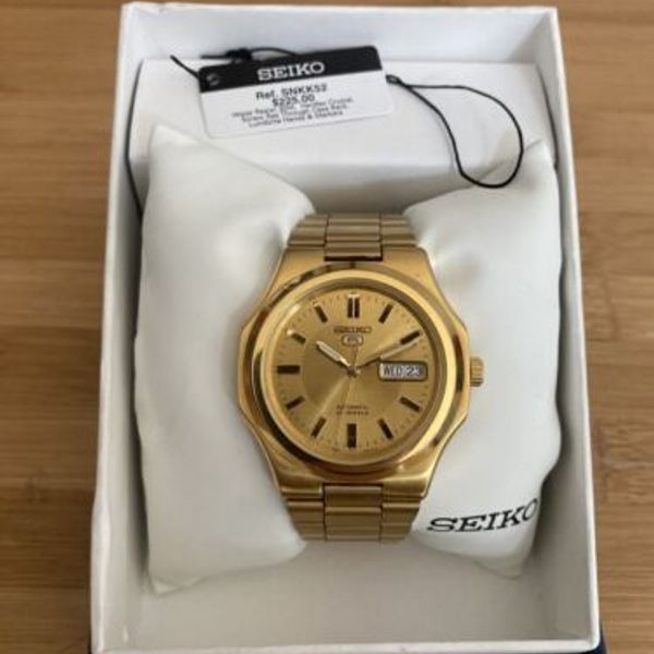 Seiko Men's SNKK52 Seiko 5 Automatic Gold-Tone Stainless Steel Bracelet ...