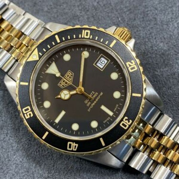 Serviced TAG HEUER 1000 980.020 Two Tone Gold Submariner Style Dive ...
