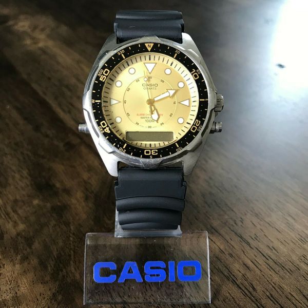Vintage 1987 Casio AMW-320C Analog Digital Diver Watch Made in Japan ...