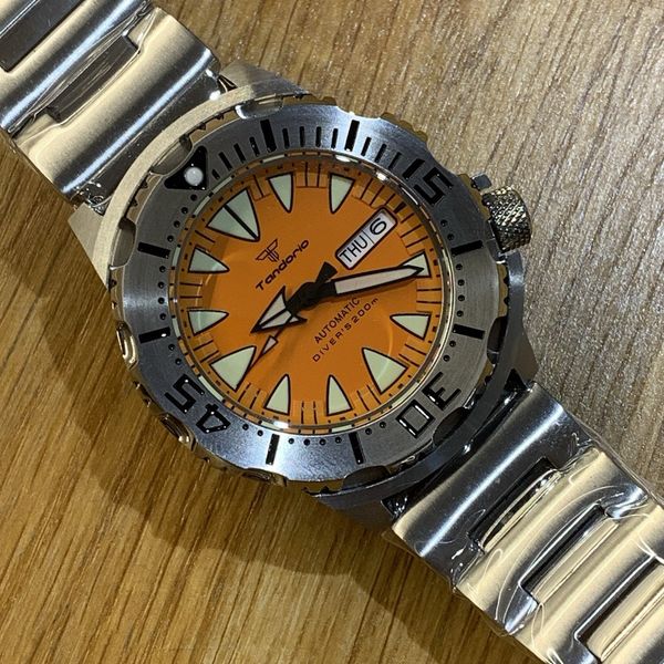 TANDORIO MONSTER HOMAGE DIVER AUTOMATIC WATCH Orange dial Seiko NH36 ...