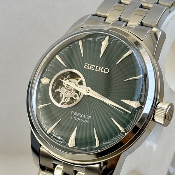 Seiko Presage Open Heart Green Dial Men's Automatic Watch | WatchCharts ...