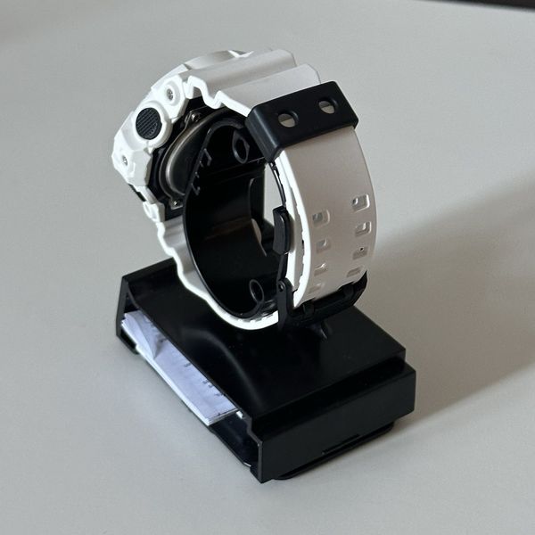 Casio Men's Watch G-Shock Quartz Black Analog-Digital Dial White Strap ...