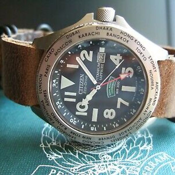 Men's Citizen Royal Marines Commando Super Tough GMT Titanium Watch ...