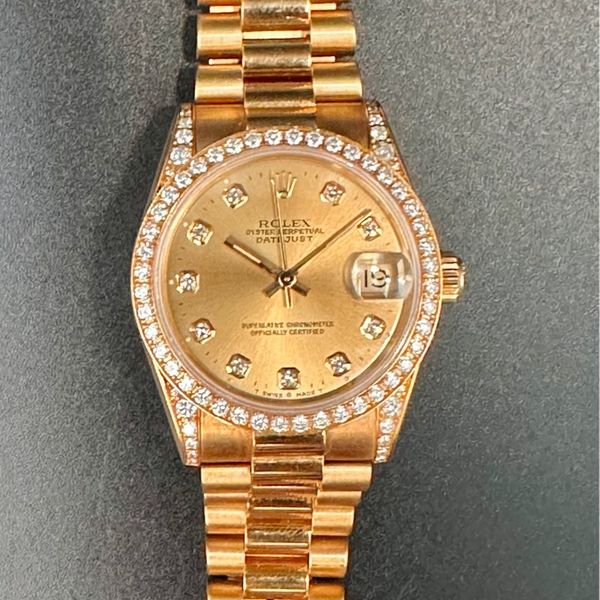 Rolex 68158 Datejust Factory-Set Diamond Bezel & Lugs Champagne Diamond ...