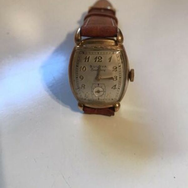 Vintage Bulova Excellency Men's Wind Up Brown Band Watch Works ...