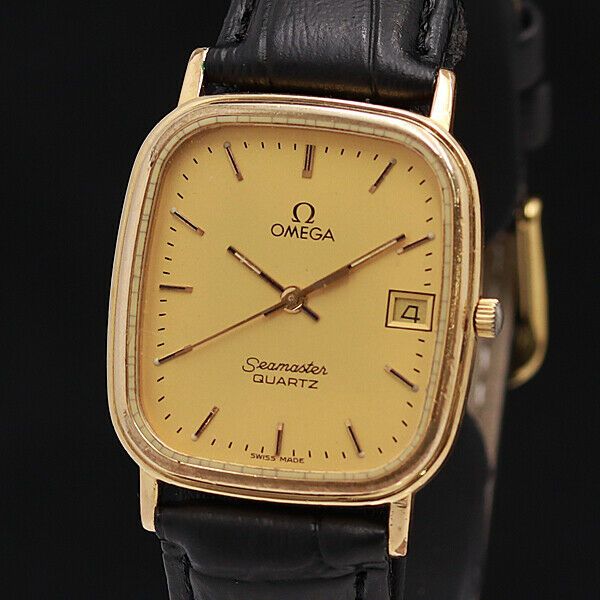 OMEGA Watch Seamaster Square Quartz 18K Gold Plated Date T4030 ...