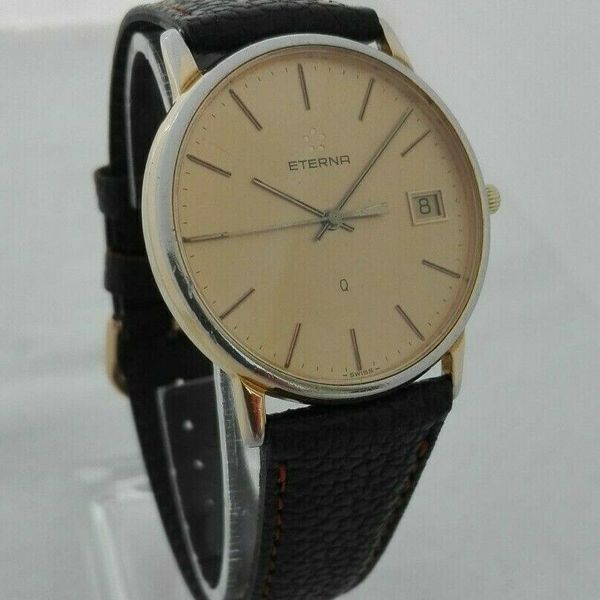 Vintage ETERNA Q Men's Quartz Watch - 2 tone Gold Plated - Working ...