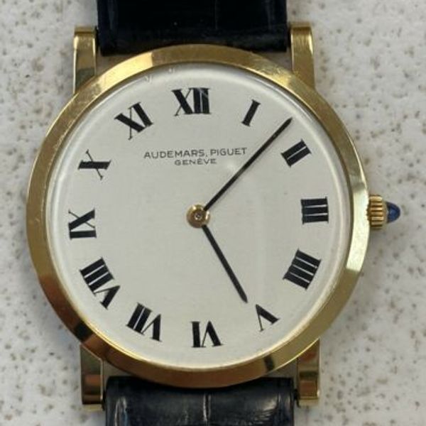 AUDEMARS PIGUET 18K SOLID GOLD CASE MEN'S WATCH HAND WIND ROMAN DIAL ...
