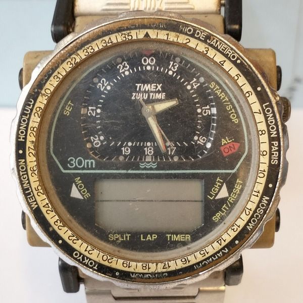NOT WORKING, REPAIR SPARE PARTS PURPOSE TIMEX ZULU TIME ANA-DIGI QUARTZ ...