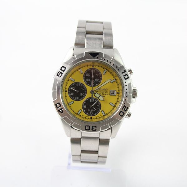 Mens Seiko WR100m Chronograph Steel Watch Ref 7T62-0CN0 Quartz Working ...