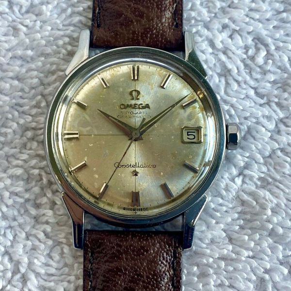 VINTAGE OMEGA 561 CONSTELLATION CHRONOMETER 14902 CROSSHAIR DATE SWISS ...