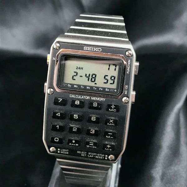 SEIKO VINTAGE DIGITAL CALCULATOR WATCH 80s C515-500A 80s LCD ...
