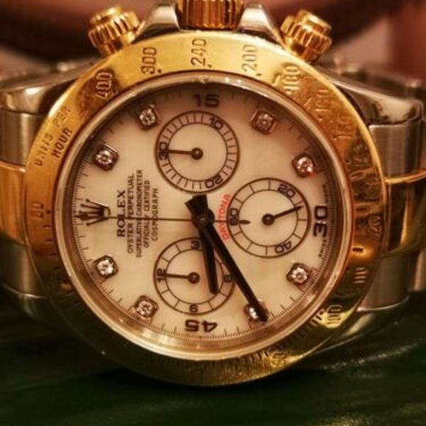 Rolex Daytona SS/18k Gold 2005 MOP Diamond Dot Dial 116523 Watch ...