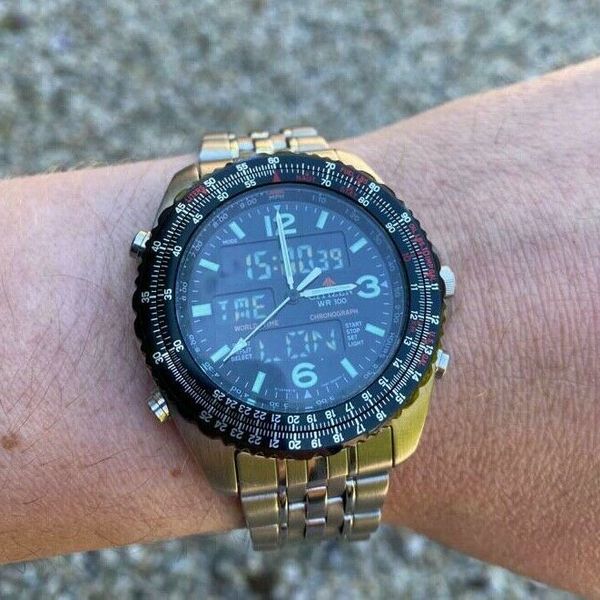 CITIZEN PROMASTER GMT WORLDTIME WINGMAN PILOT CHRONOGRAPH WATCH C460 ...