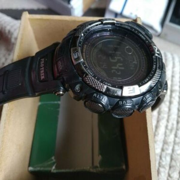 Rare CASIO PRG-130Y Moon Tide Solar Alarm Baro Alti Thermo Watch ...
