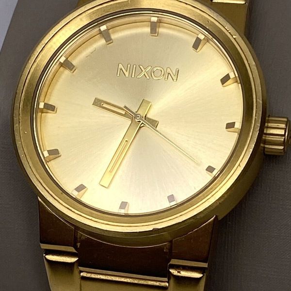 NIXON "Shoot to Thrill" THE CANNON GOLD TONE DIAL~BRACELET BAND MEN'S ...