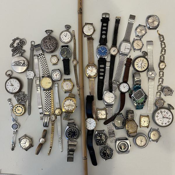 48 Bundle Lot Vintage Watches Diver Timex Lip Bvler Anker ZentRa Lance ...