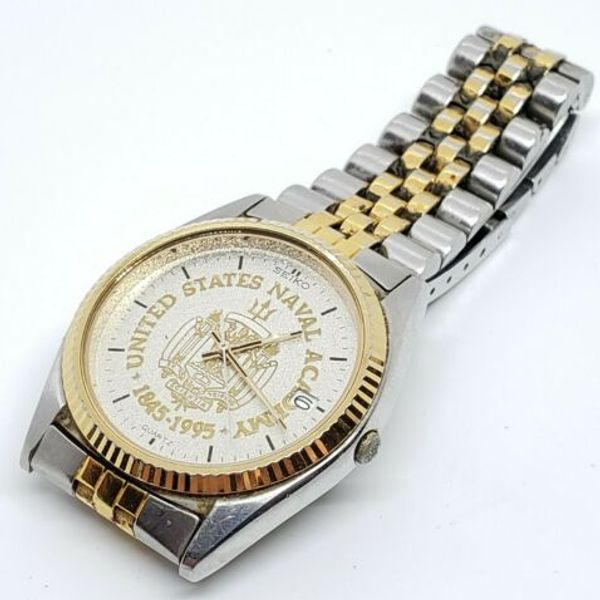 Vintage Seiko United States Naval Academy 1845-1995 Mens Quartz Date ...