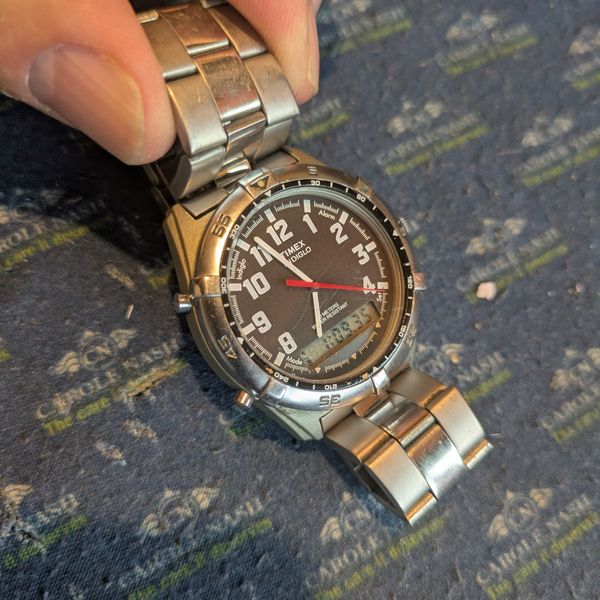 Mens Military-style rare Retro Timex indigo Watch Works Good Condition ...