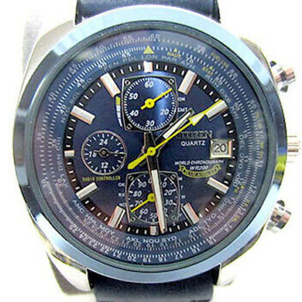 Citizen Mens Watch Eco-Drive WR200 World Chronograph Date Time Blue ...