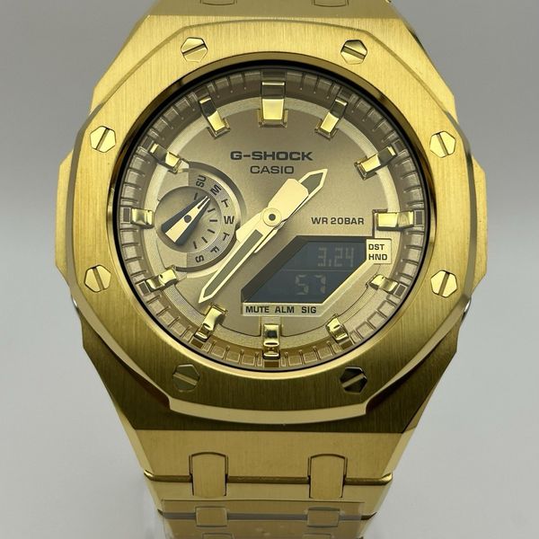 Custom Casio G Shock GA2100 Casioak Gold AP Royal Oak Mod Watch Steel ...