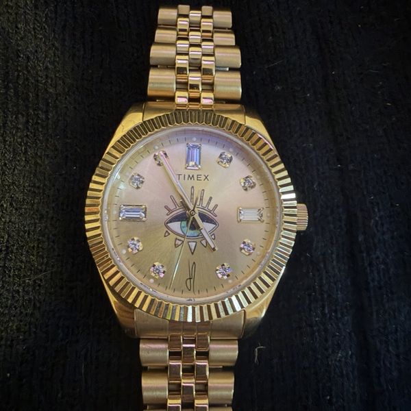 TIMEX X JACQUIE AICHE EVIL EYE WATCH - GOLD CRYSTAL UNWORN RARE ...